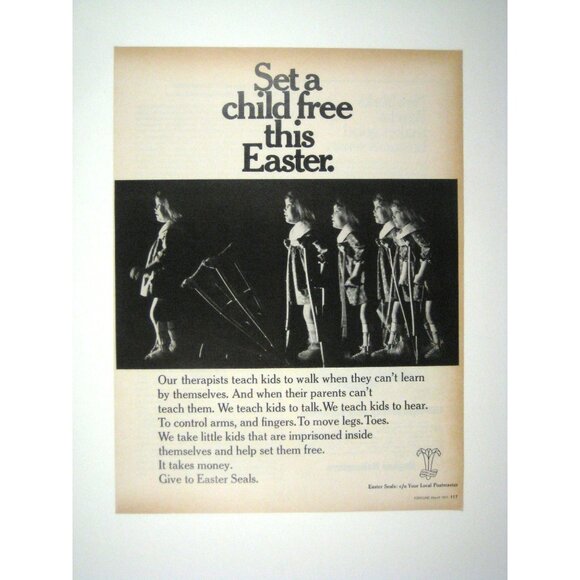Art | Vintage 1971 Print Advertisement Easter Seals Set A Child Free ...